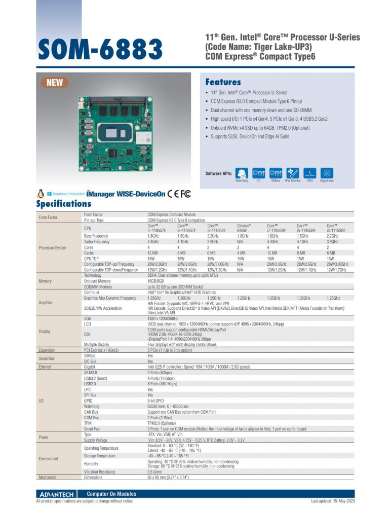 SOM-6883R7X-S8A1 technical document page 1
