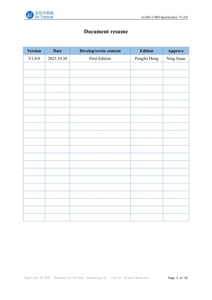 Ai-M61-CBM datasheet page 2