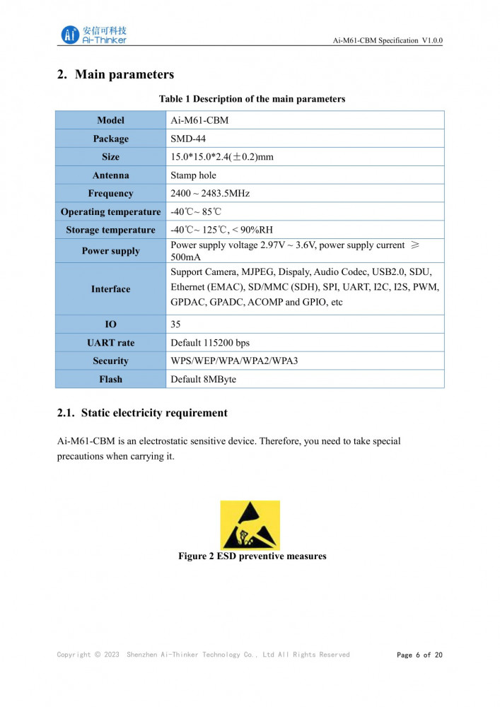 Ai-M61-CBM datasheet page 6