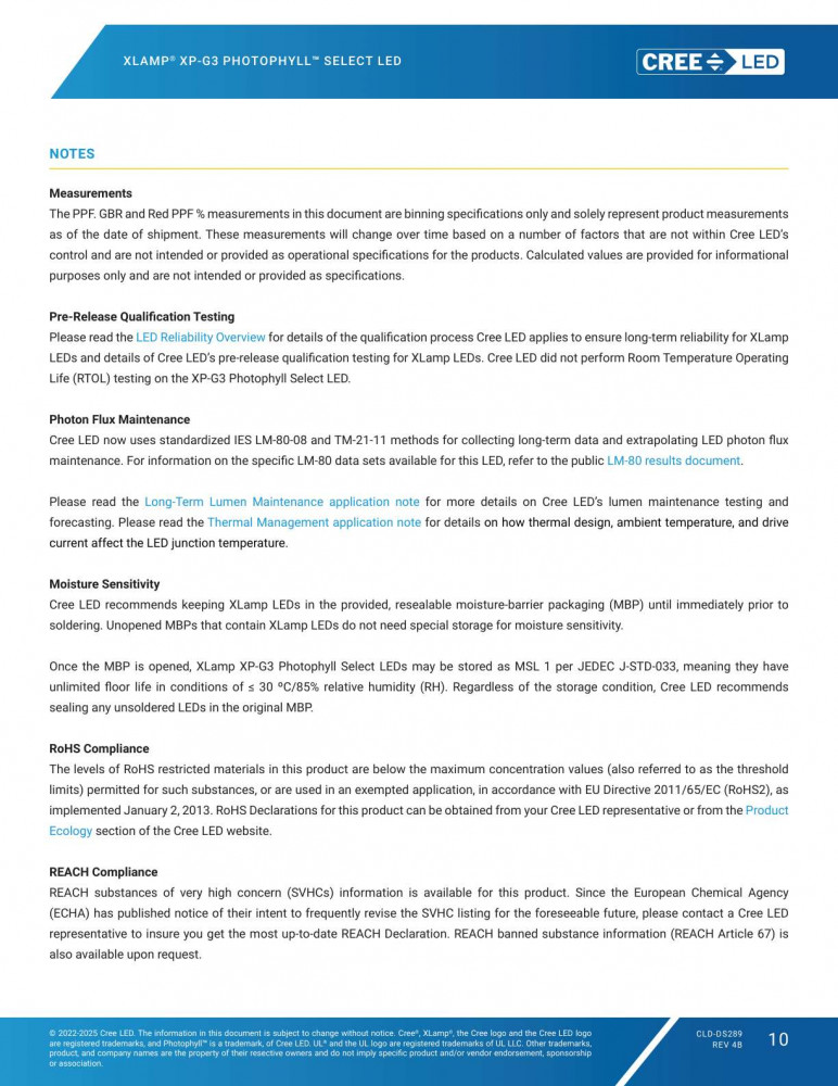 XP-G3 Photophyll Select datasheet page 10