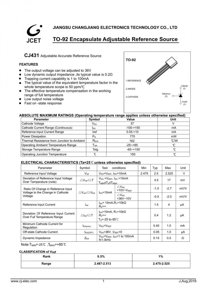 CJ431-TA datasheet page 1