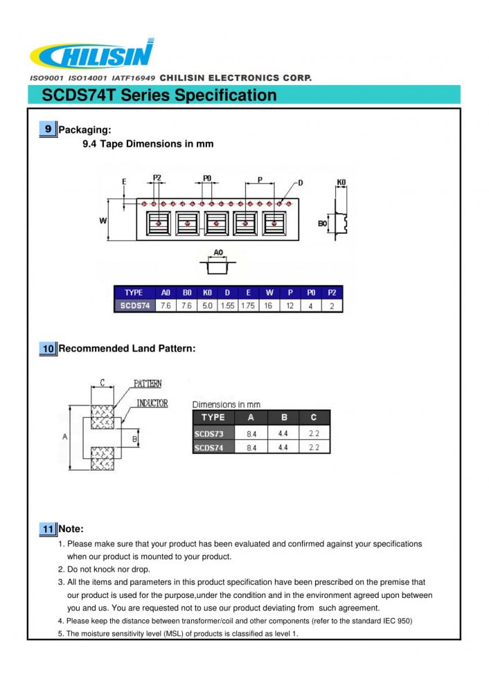 Chilisin SCDS74T specification page 7