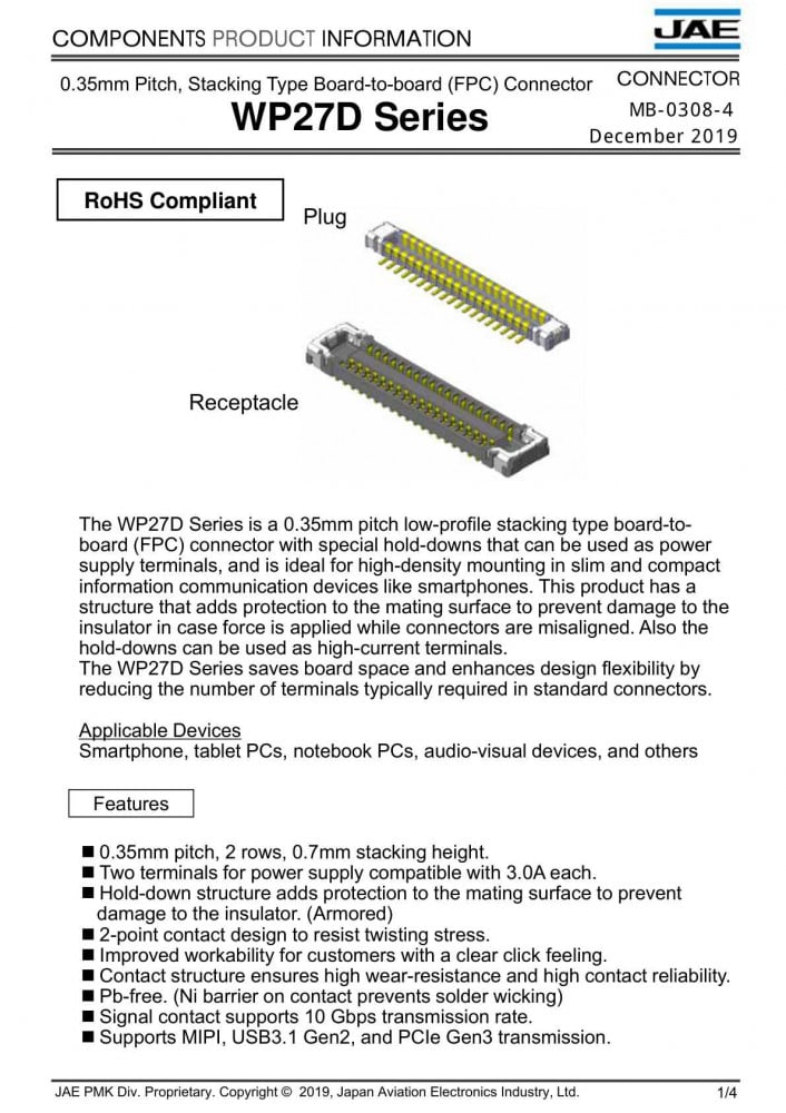 WP27D Series product information page 1