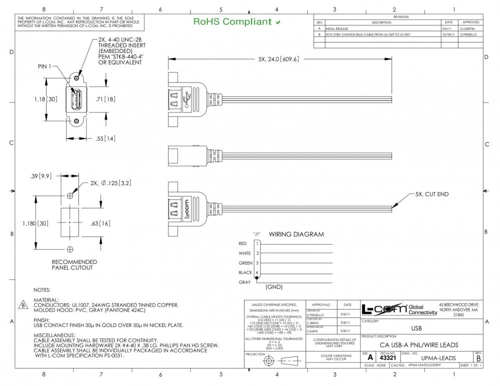 L-com UPMA-LEADS technical drawing