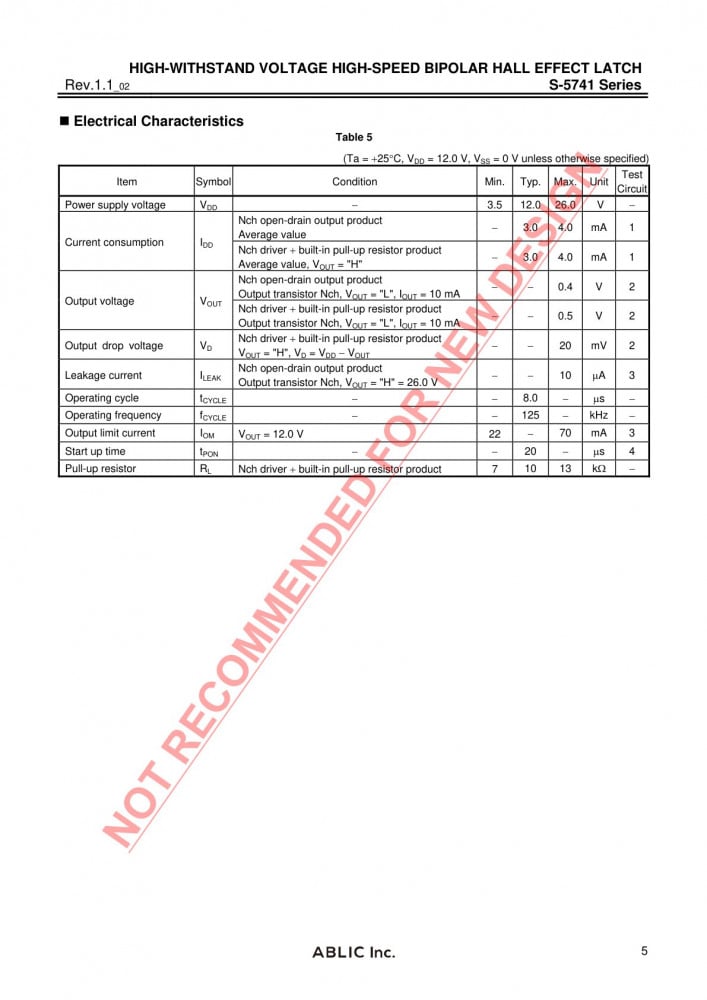 ABLIC S-5741 datasheet page 5