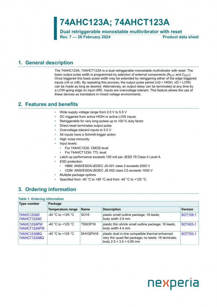 74AHC123AD,118 datasheet page 1