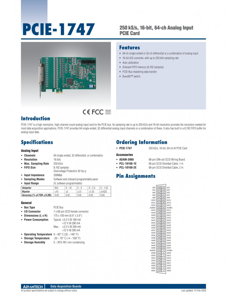 PCIE-1747 technical document page preview