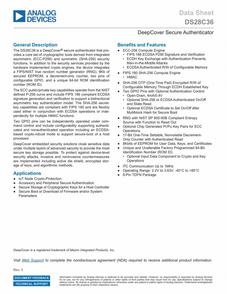 DS28C36 product document image 1