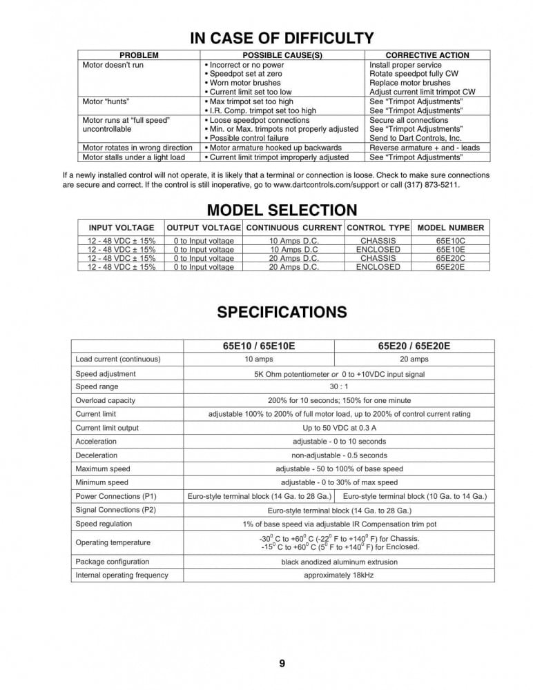 DART 65E Series manual page 10