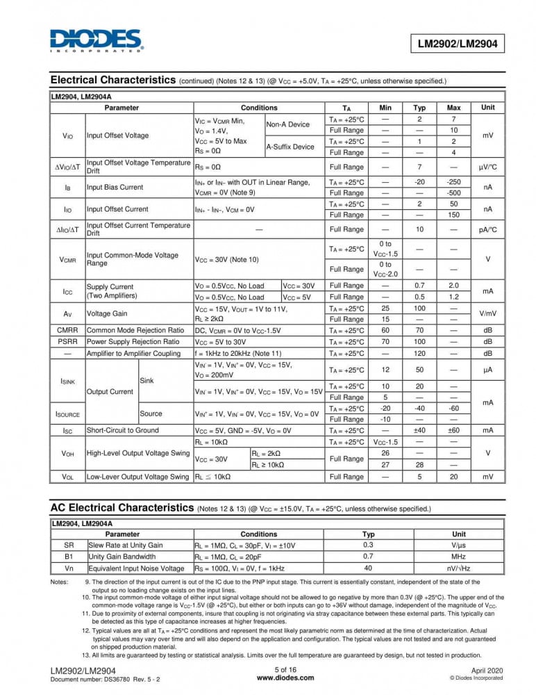 LM2904ATH-13 datasheet page 5