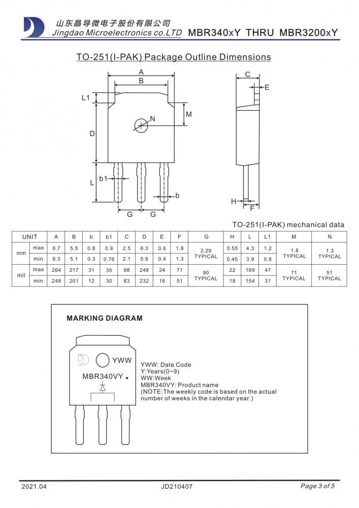 MBR360DY datasheet page 3