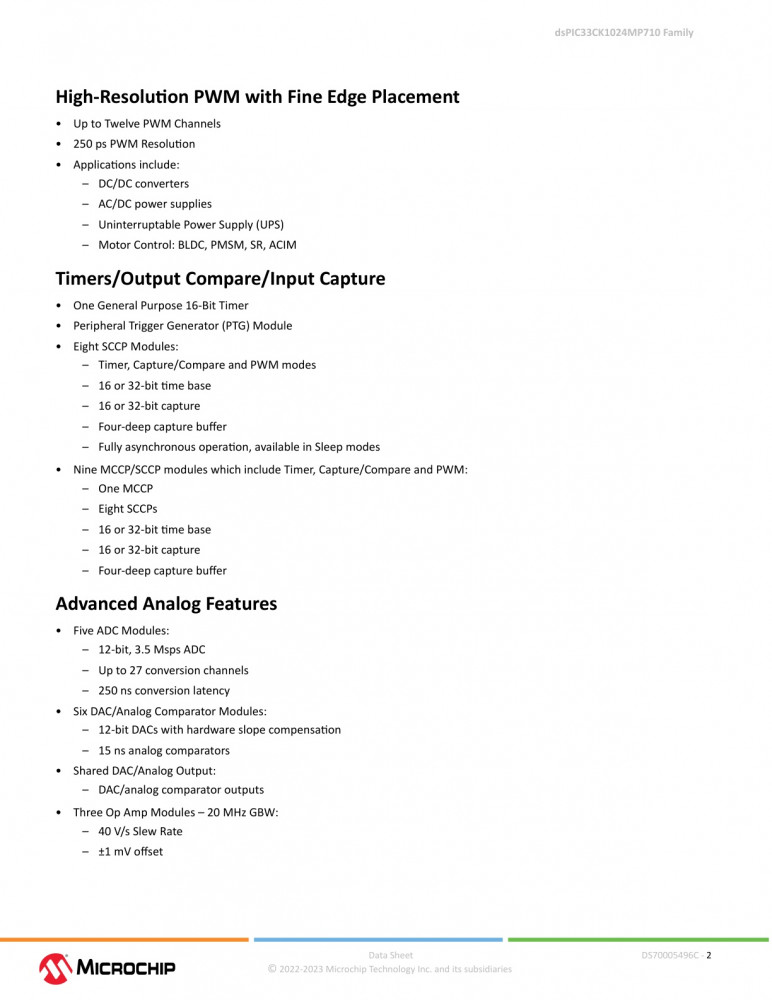 dsPIC33CK1024MP710 datasheet page 2