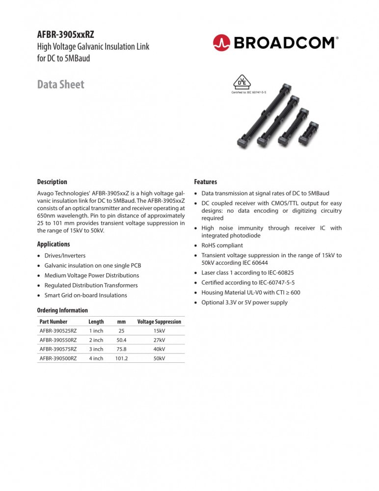 AFBR-390550RZ datasheet page 1