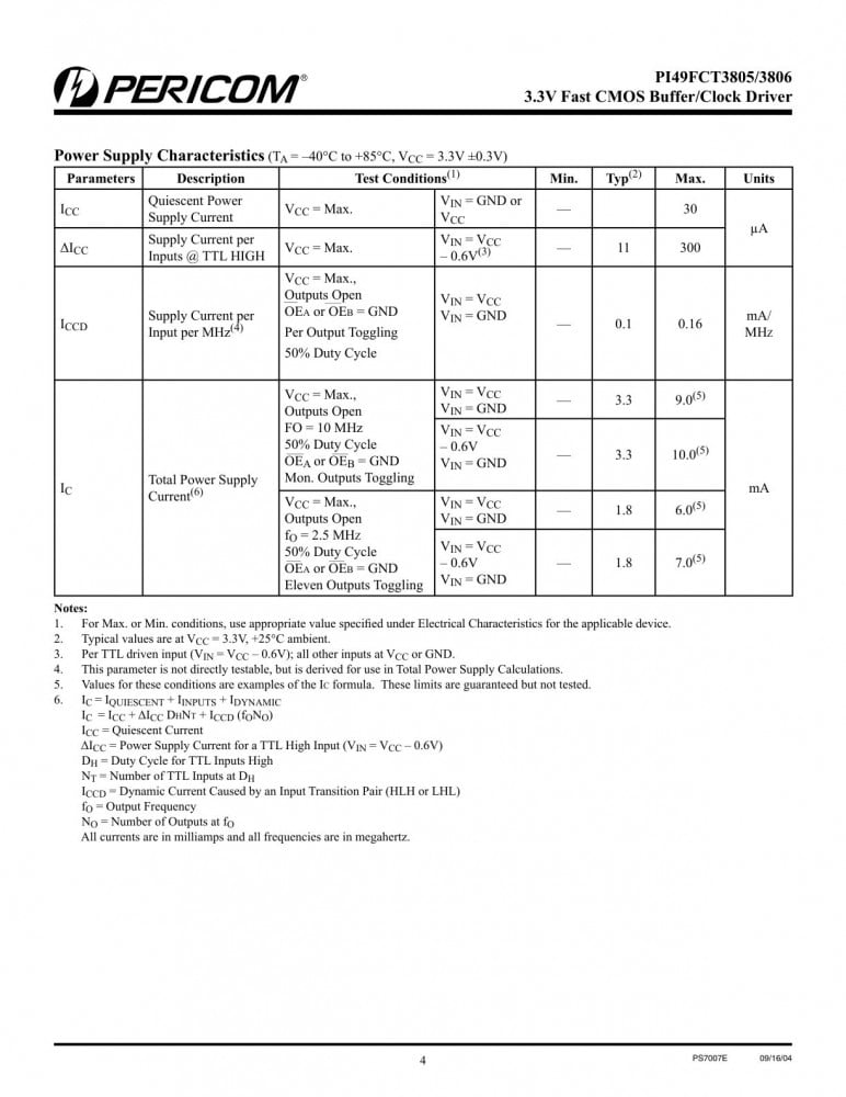 PI49FCT3805CHE datasheet page 4