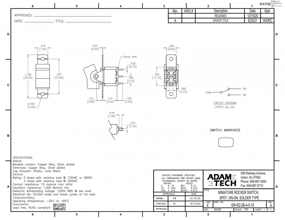 ADAM TECH SW-R2-2B-A-5-10 technical drawing