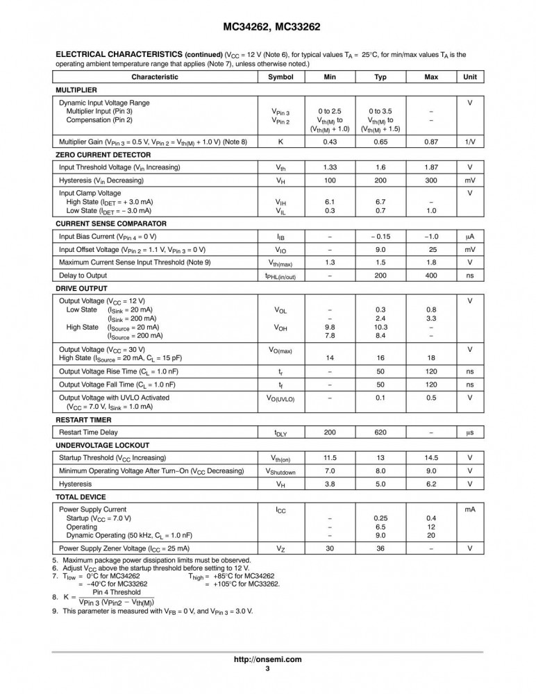 MC33262 datasheet preview, page 3