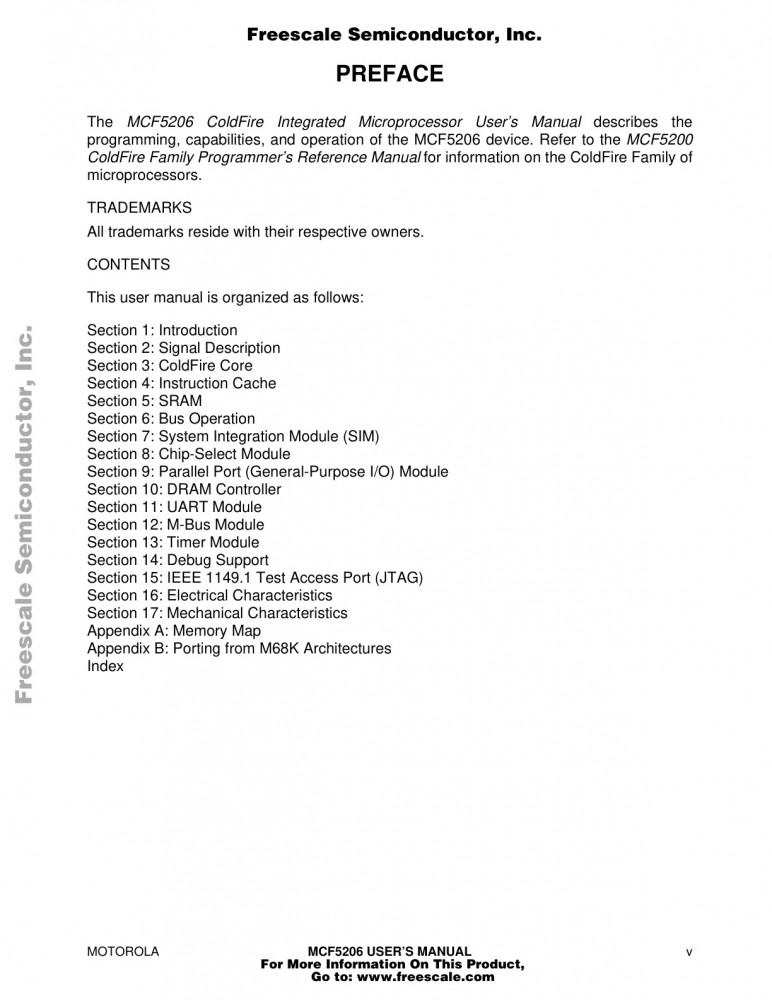 MCF5206 technical manual page 5