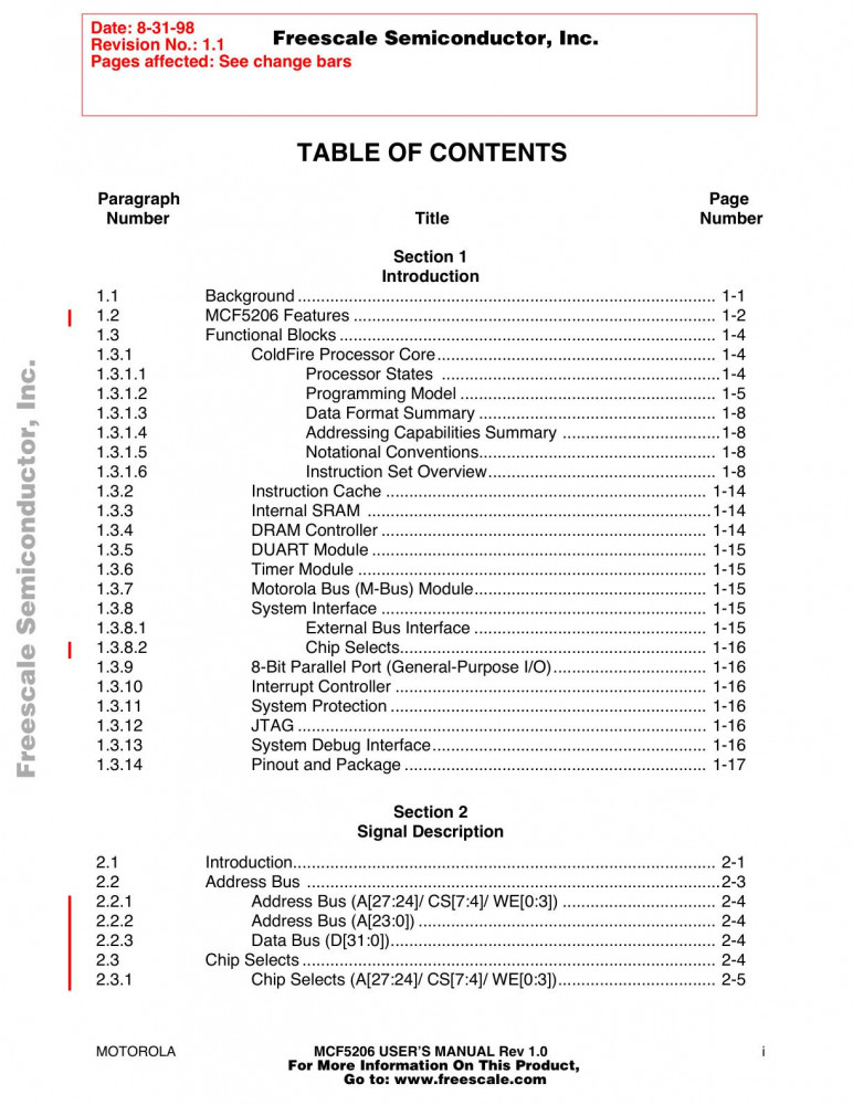 MCF5206 technical manual page 6