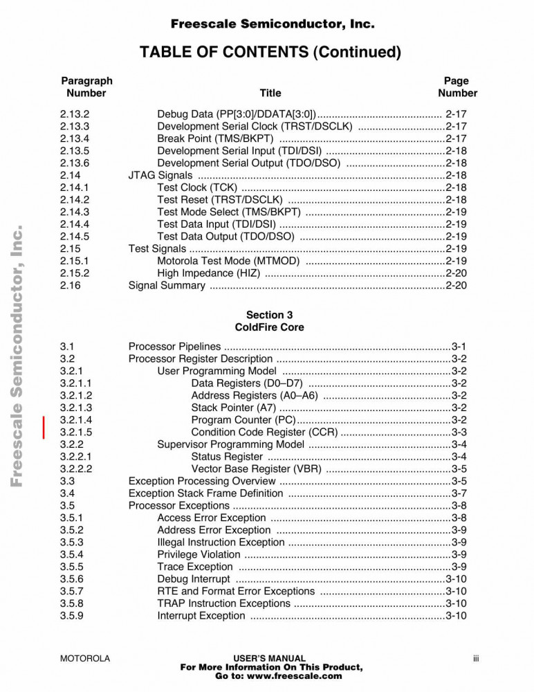 MCF5206 technical manual page 8
