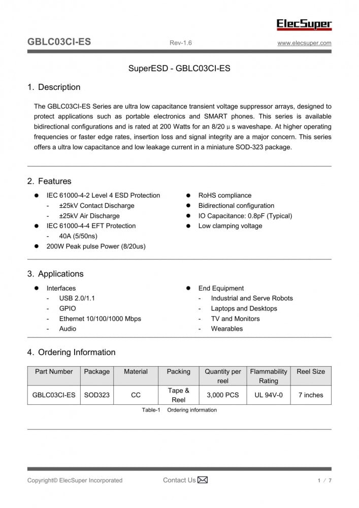 GBLC03CI-ES datasheet page 1