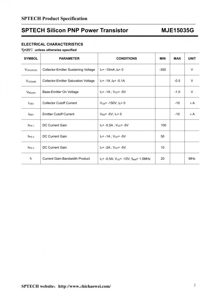 MJE15035G SPTECH datasheet page 2