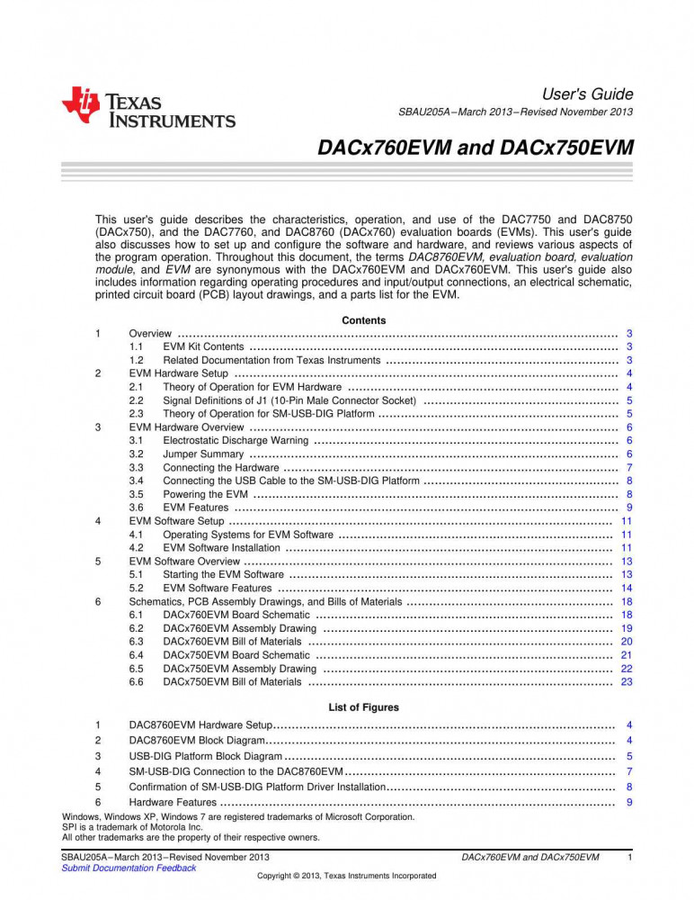 DACx760EVM document preview, page 1