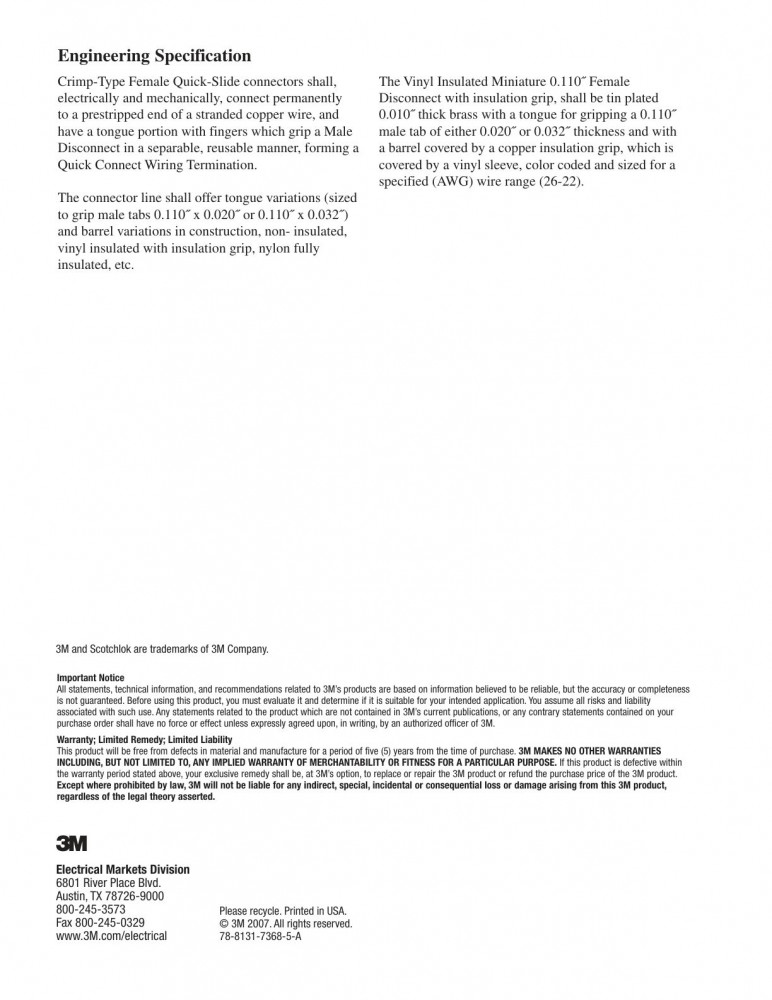3M 70F-110-32-PB technical document page 2