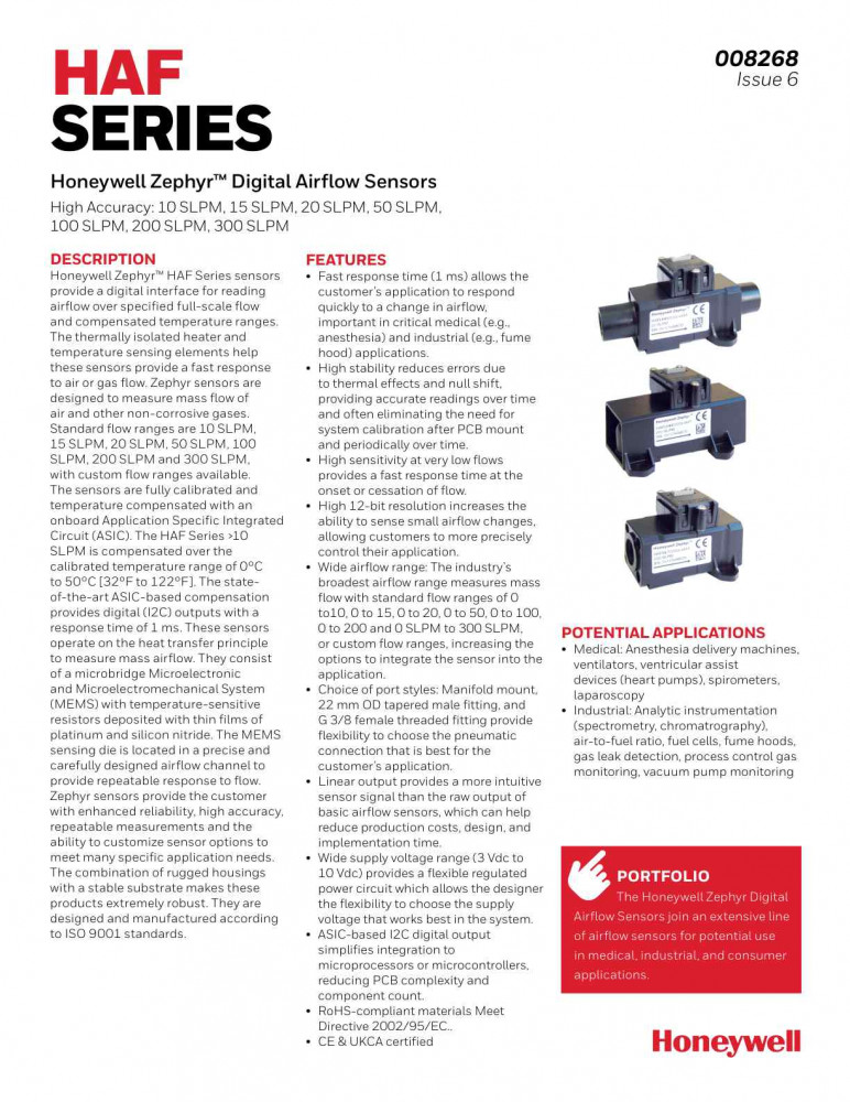 Honeywell HAF Series datasheet page 1