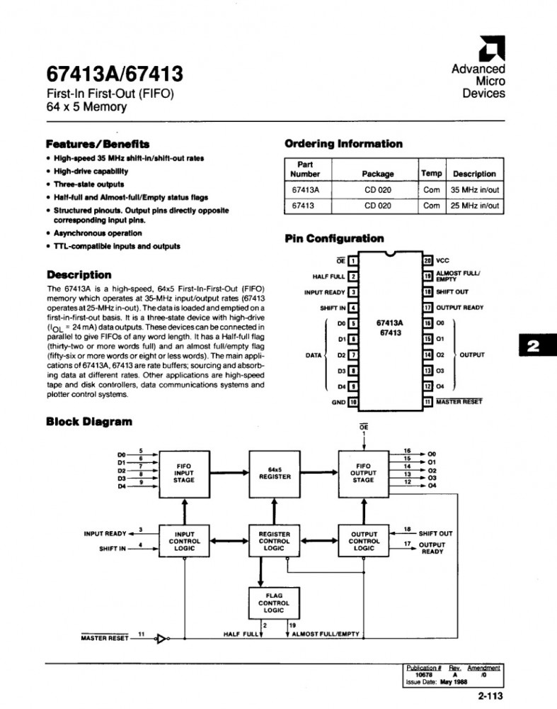 67413A datasheet page 1