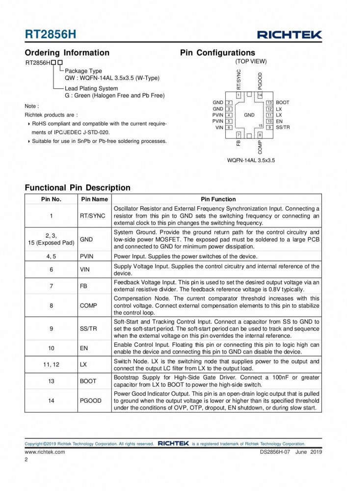 RT2856H datasheet page 2