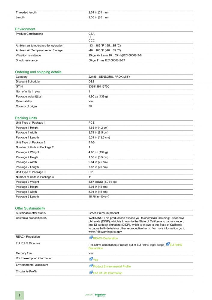 XS230AAMAL2 technical document page 2