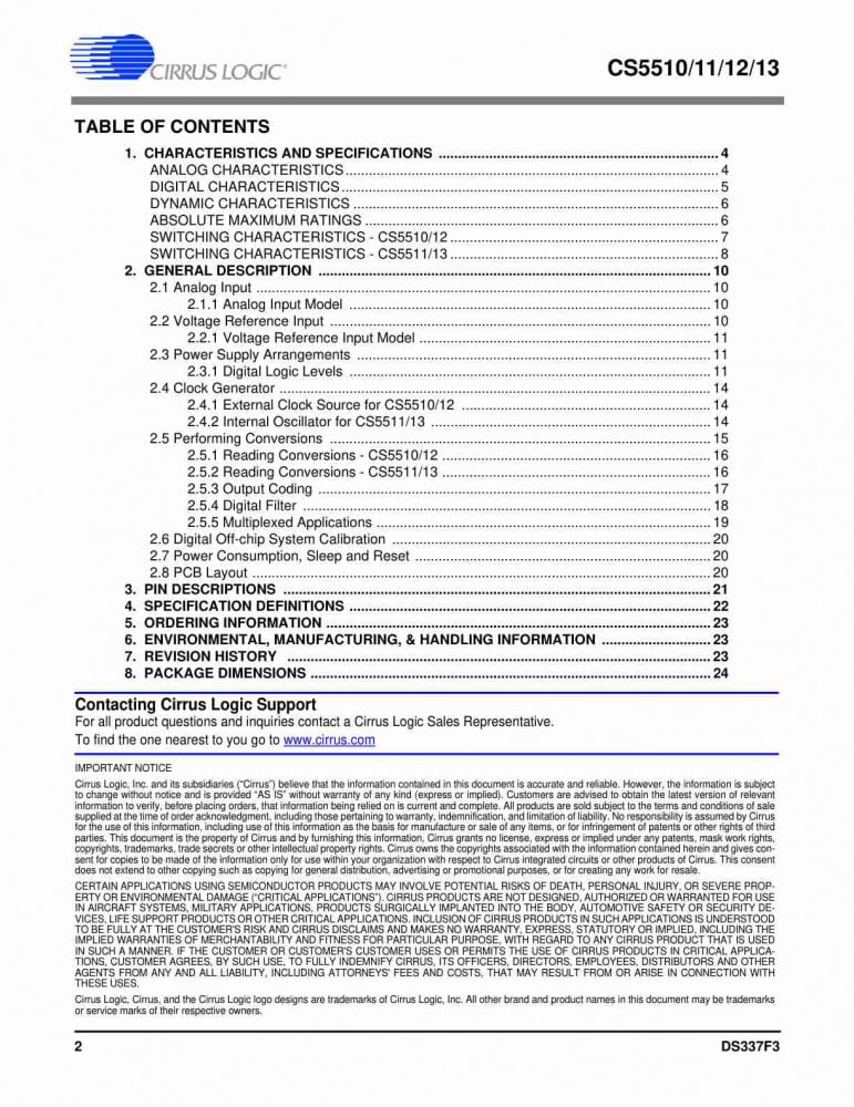 CS5513-BSZ datasheet page 2