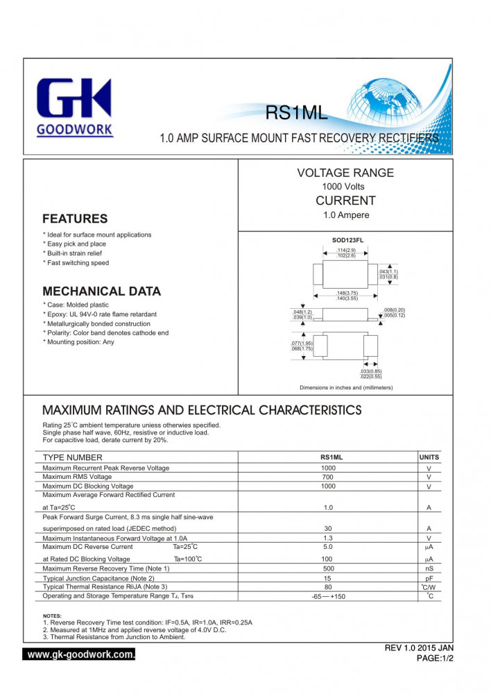 GOODWORK RS1ML technical document page 1