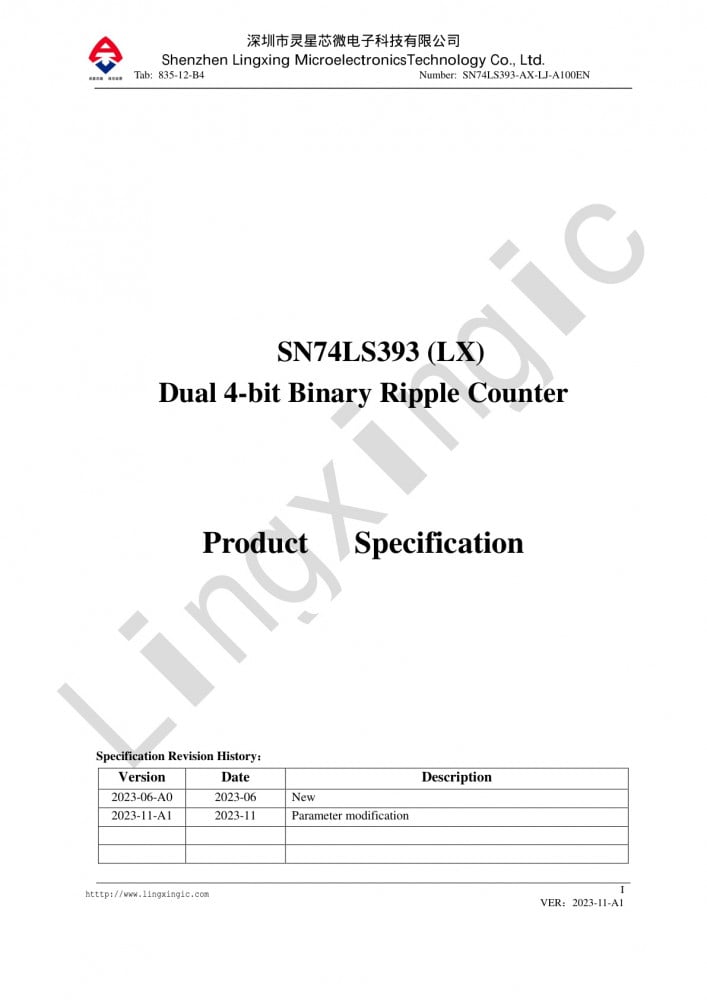 SN74LS393 datasheet page 1