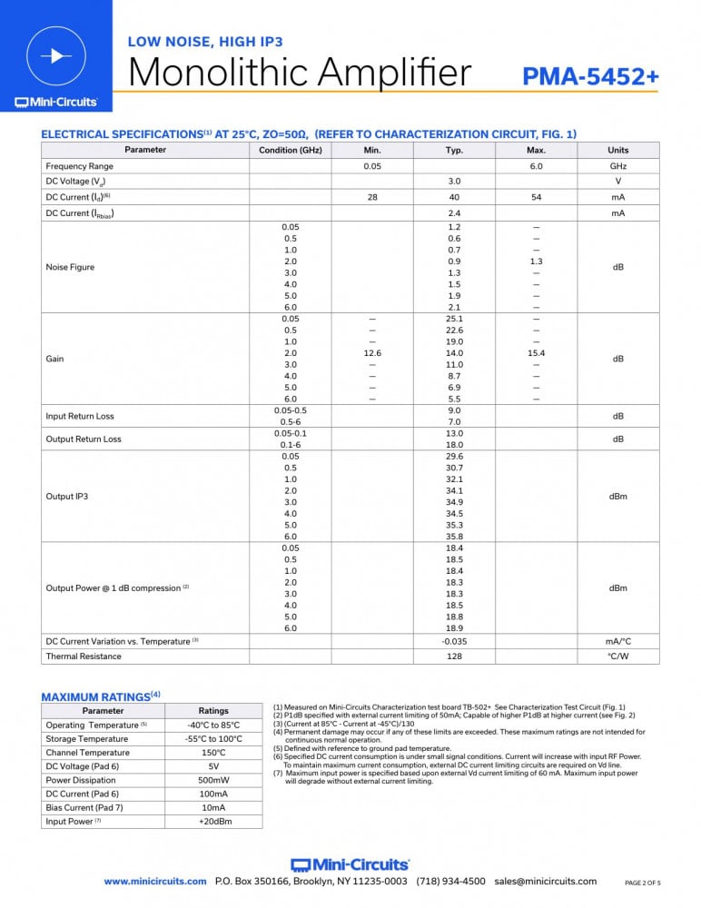 PMA-5452+ datasheet page 2