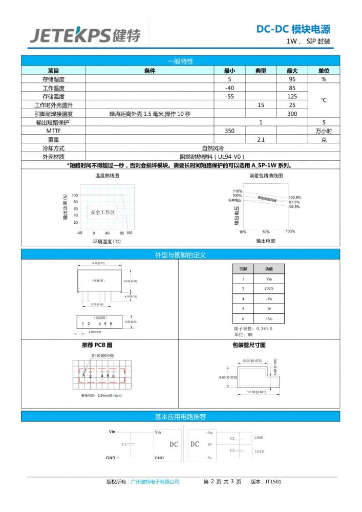 A0509S-1W datasheet page 2