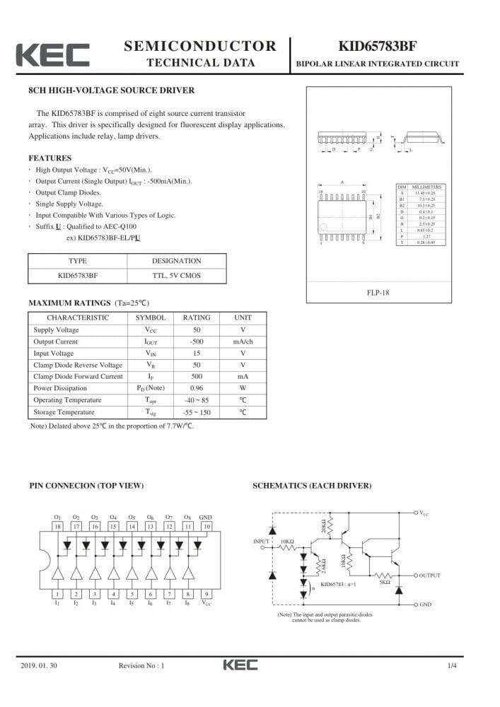 KID65783BF-EL/P datasheet page 1