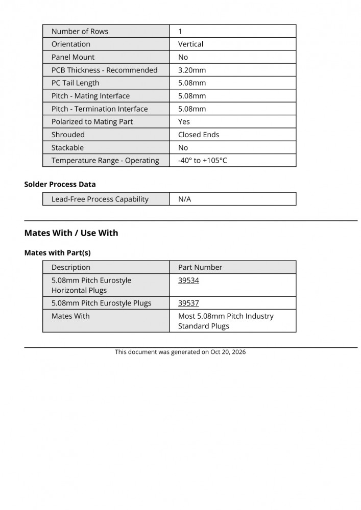 Additional ESE Eurostyle terminal block document page