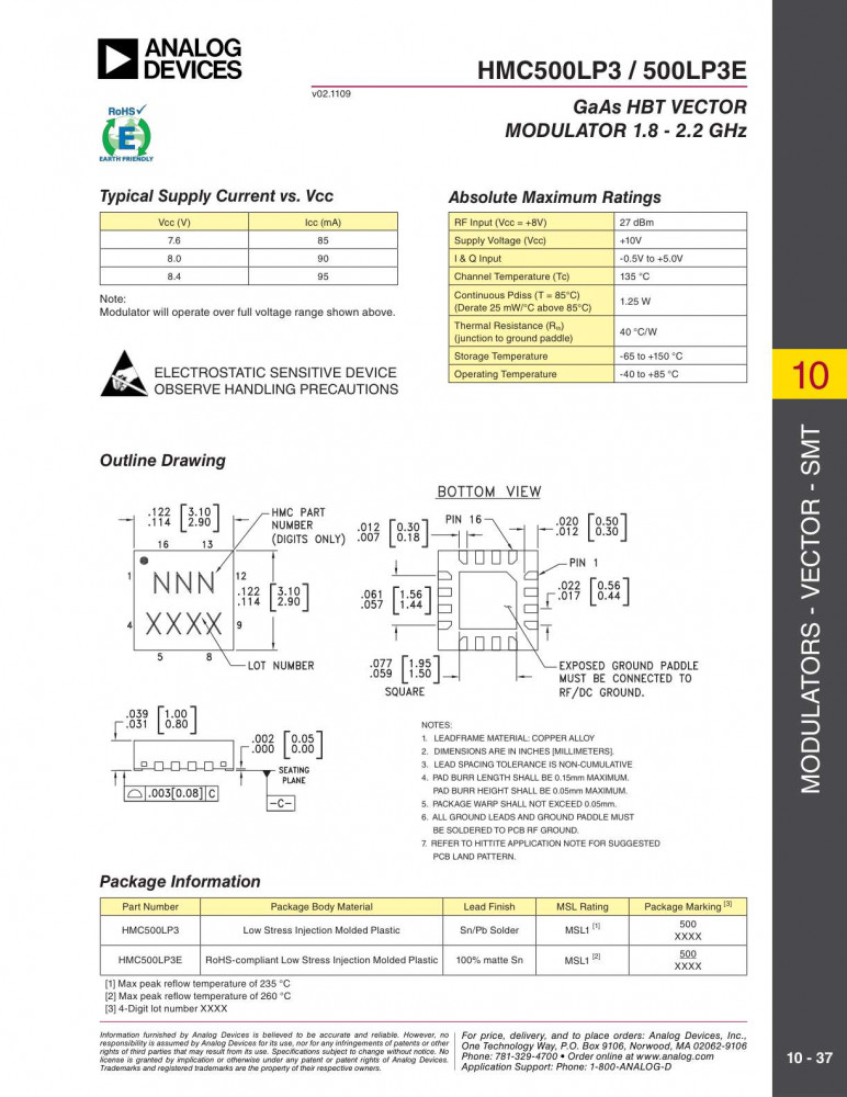 HMC500LP3E datasheet page 4