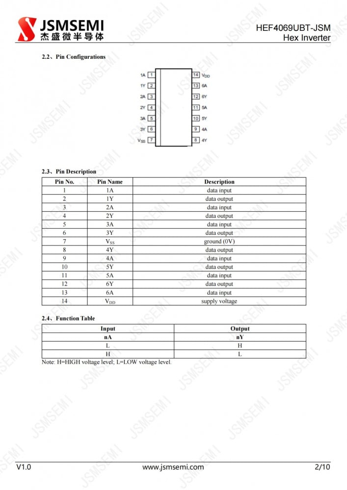 HEF4069UBT-JSM datasheet page 2