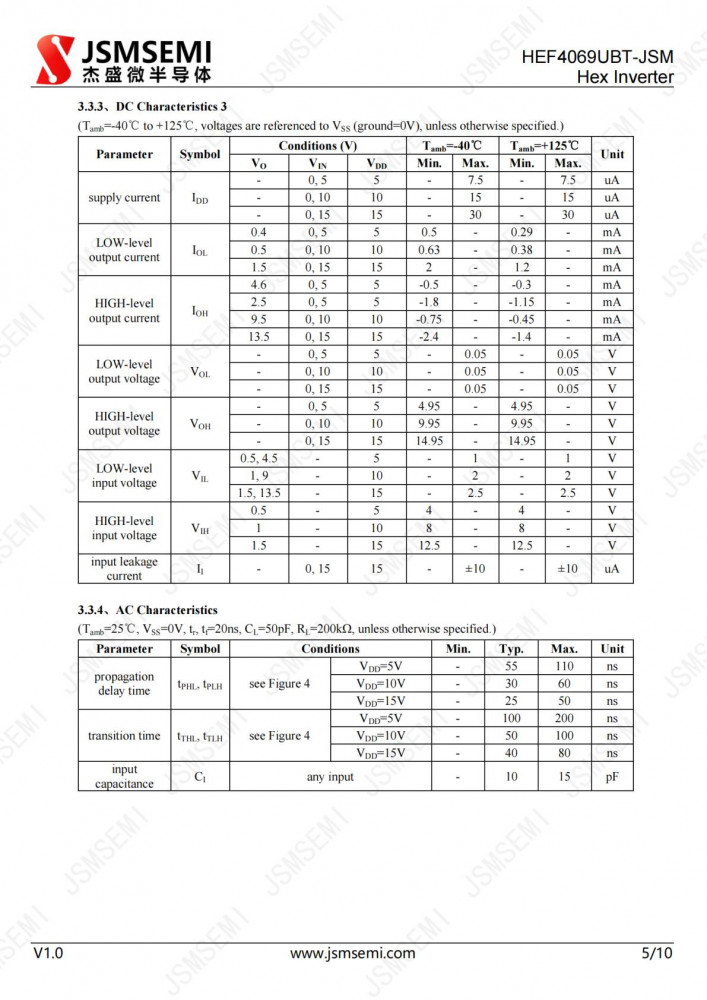 HEF4069UBT-JSM datasheet page 5