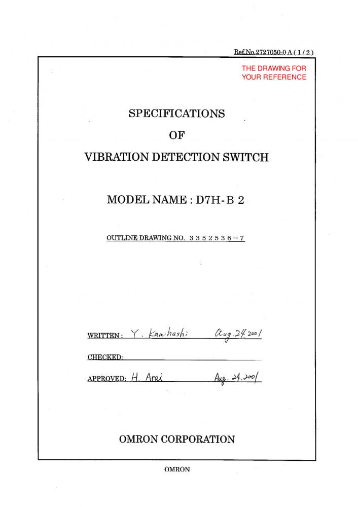 D7H-B2 specification and drawing page 1