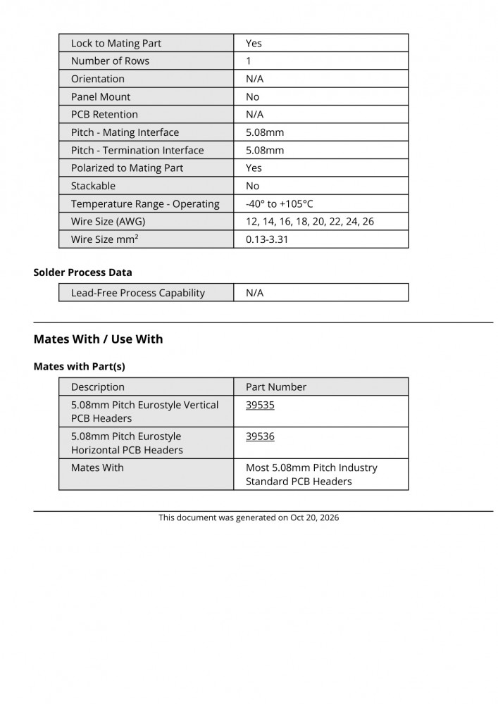ESE Eurostyle terminal block product specification, page image 3