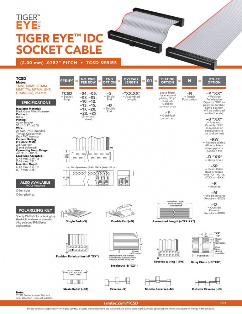 Samtec TCSD Series technical document page