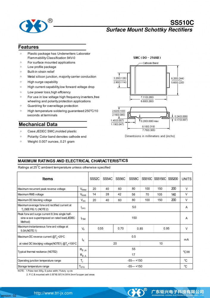 JUXING SS510C datasheet page 1
