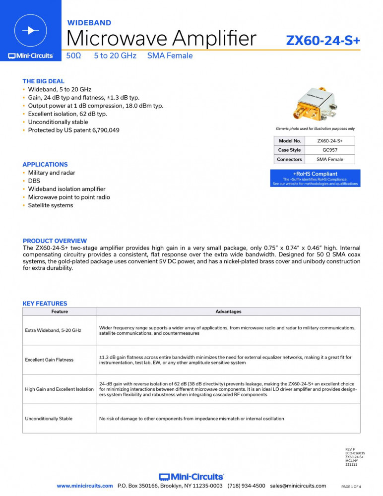 ZX60-24-S+ technical document page 1