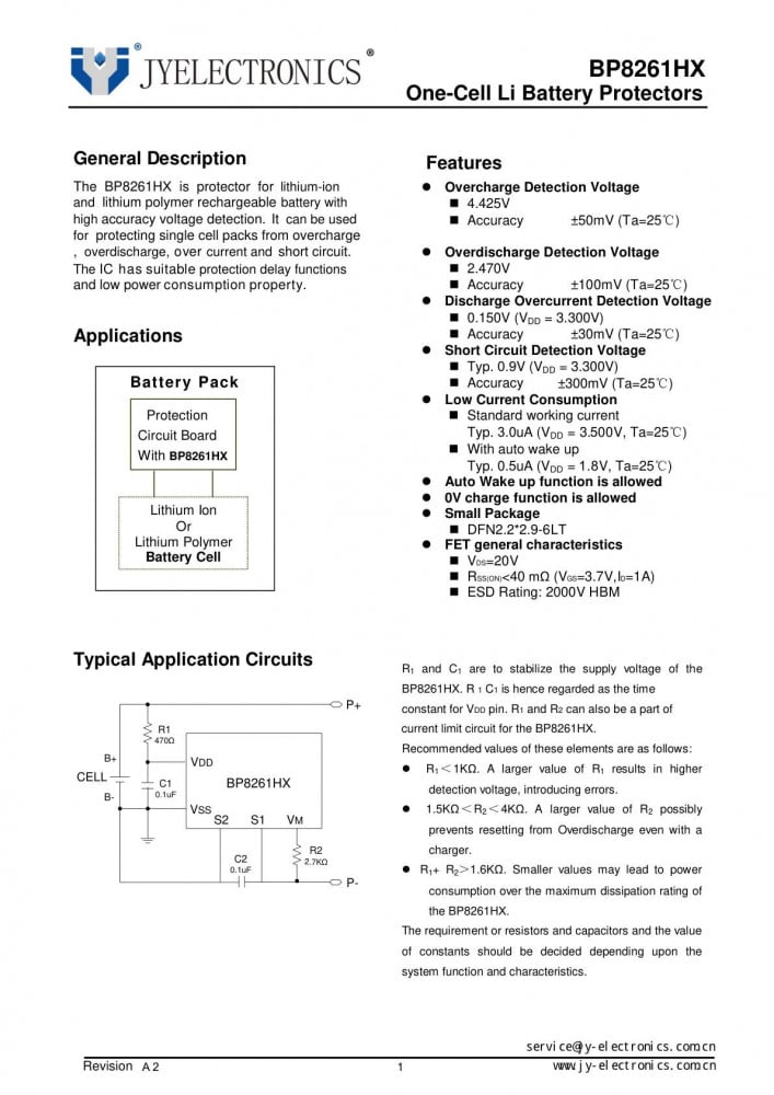 BP8261HX datasheet page 1