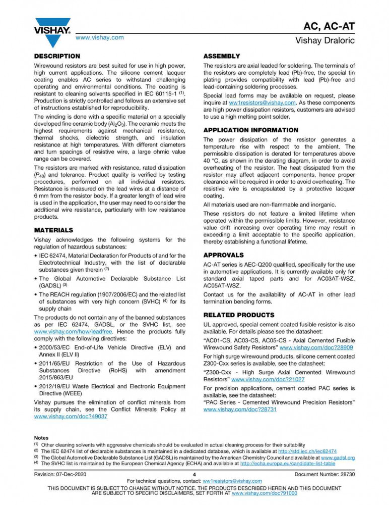 Vishay AC series datasheet page 4