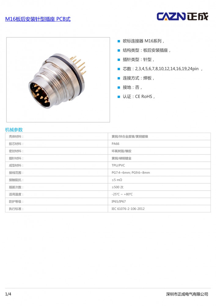 CAZN M16 series technical document page 1