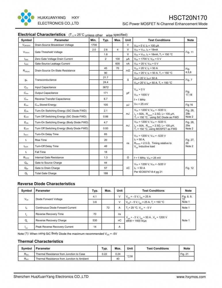 HSCT20N170 datasheet page 2